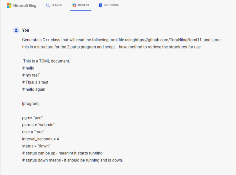 Using copilot to create toml reader class - Jon Allen's Linux Stuff